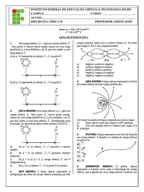 Lista De Exercicios 2 Fisica Ii Pdf Relâmpago Carga Elétrica
