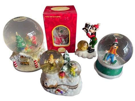 5 Winter Snow Globes Goofy Tinker Bell Dwarfs With Catawiki