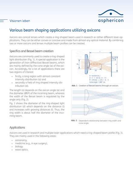 Various Beam Shaping Applications Utilizing Axicons White Papers Photonics Spectra