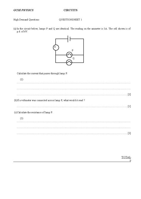Circuit Questions High Demand Questions Questionsheet 1 A In The