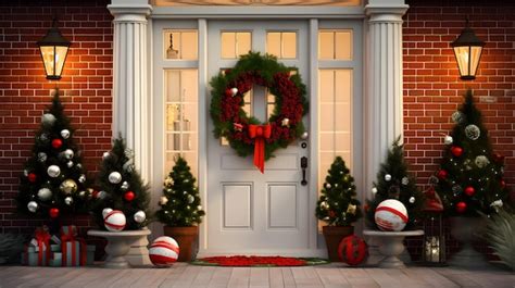 premium ai image christmas decorated house entrance neural network