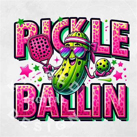 Pickle Ballin Retro Pickleball Png Cute Pickle Ball Design Funny