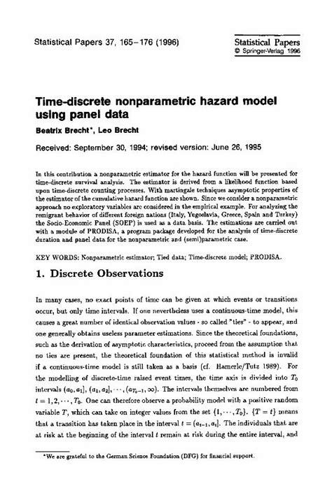 PDF Time Discrete Nonparametric Hazard Model Using Panel Data DOKUMEN TIPS