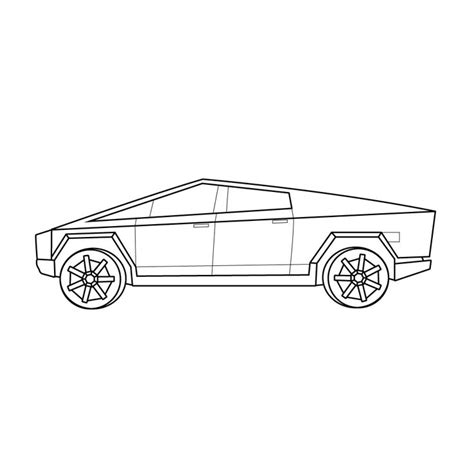 Line Drawing Of The Tesla Cybertruck Side View Line Drawing Tesla
