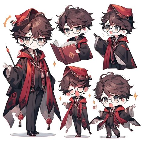 Premium Photo Character Anime Of Male Chibi Kawaii Scholar Fashion