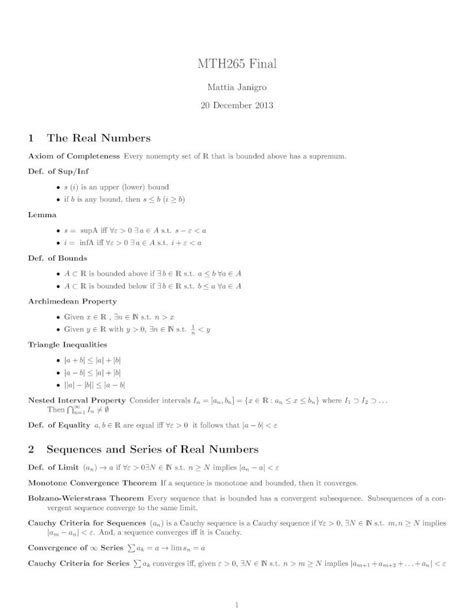 Pdf Real Analysis Cheat Sheet Dokumentips
