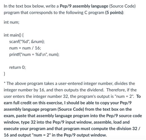 solved in the text box below write a pep 9 assembly
