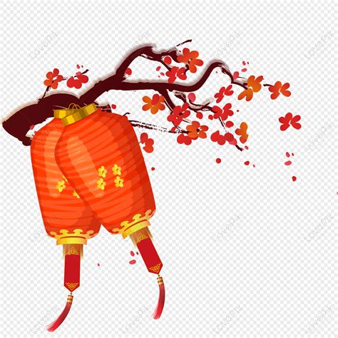 매 화 나무에 랜 턴 Png 일러스트 무료 다운로드 Lovepik