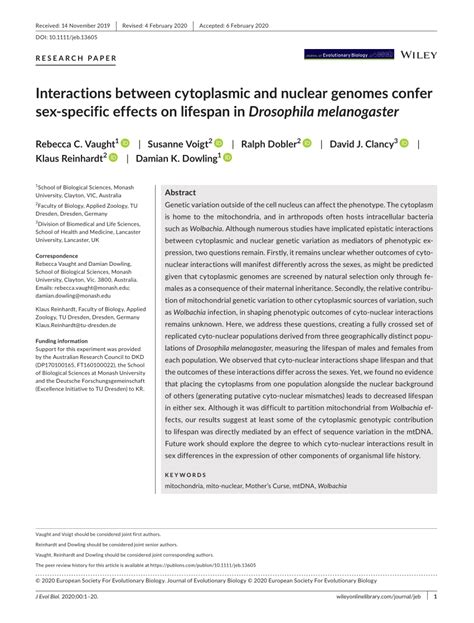 Pdf Interactions Between Cytoplasmic And Nuclear Genomes Confer Sex