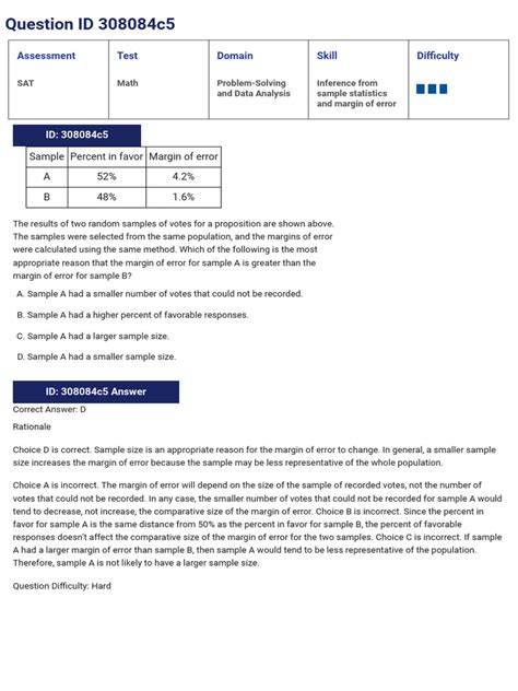 Inference From Sample Statistics And Margin Of Error Section 2 Pdf