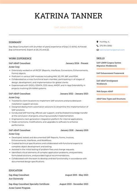 Sap Abap Consultant Resume Examples And Templates