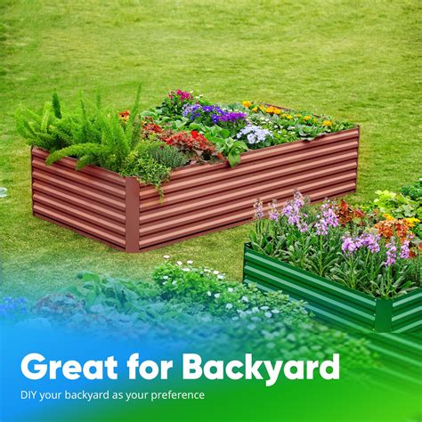 Quictent Galvanized Raised Garden Bed Metal Planter Box