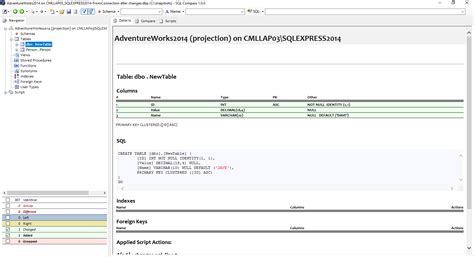 Comparison And Projection Of Databases In Sqlcompass Sqlcompass