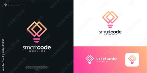 Smart Coding Logo Design Template Modern Programing Code And Light