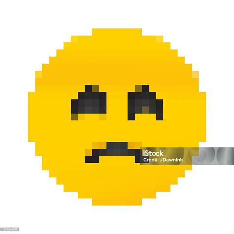 귀여운 소셜 미디어 얼굴 슬픈 찡그린 픽셀 화 된 이모티콘 얼굴 아이콘 흰색 배경에 Brand Name Video Game에