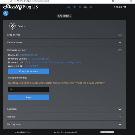 shelly plug us can t update stock firmware or install tasmota r