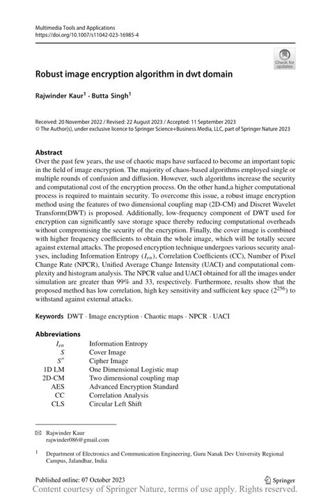 robust image encryption algorithm in dwt domain