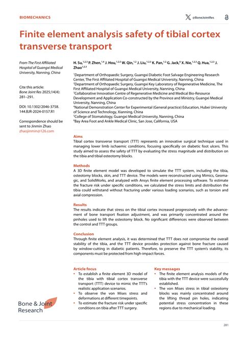 Pdf Finite Element Analysis Safety Of Tibial Cortex Transverse Transport
