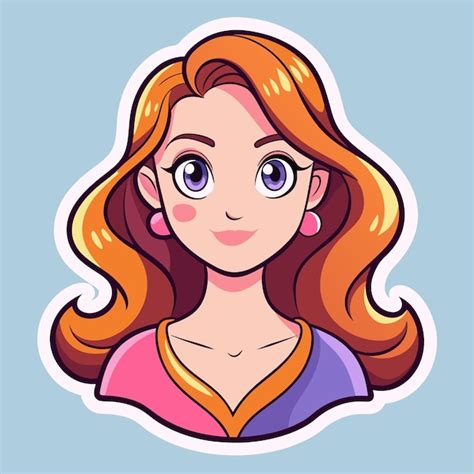 Cute Girl Sticker Vector Premium Ai Generated Vector