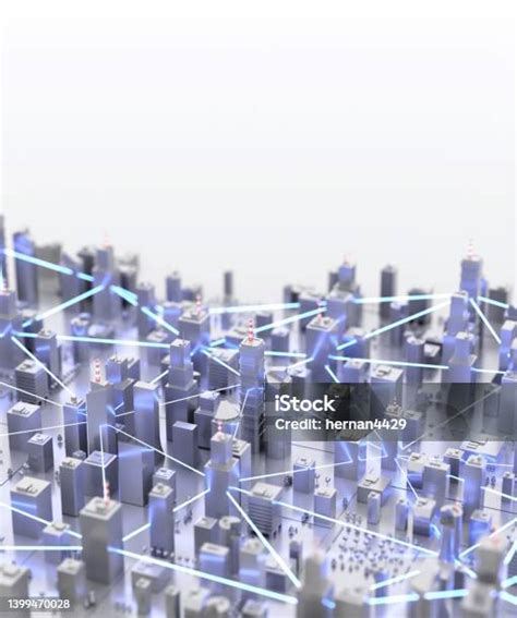 현대적이고 미래 지향적인 스마트 시티 인터넷 분산 된 네트워크 개념 추상적 인 배경 디지털 3d 렌더링 Smart City에 대한 스톡 사진 및 기타 이미지 Istock