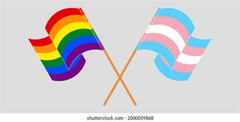Crossed Flags Transgender Pride Lesbian Pride Stock Vector Royalty