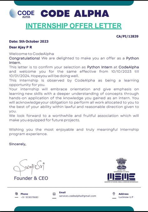 Ajay P R On Linkedin Codealpha