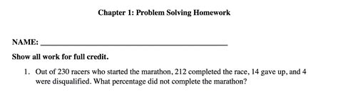Solved Chapter 1 Problem Solving Homework Name Show All