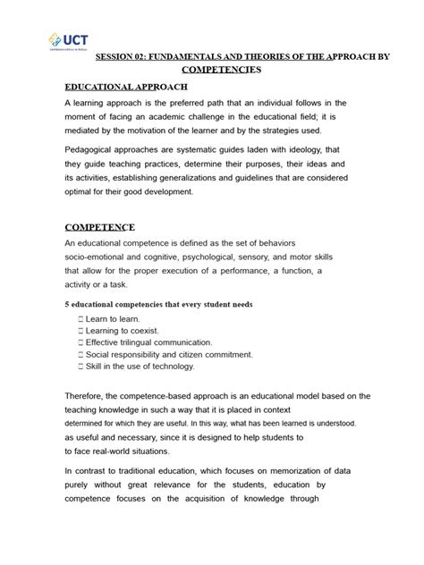 Fundamentals And Theories Of The Competency Based Approach Pdf