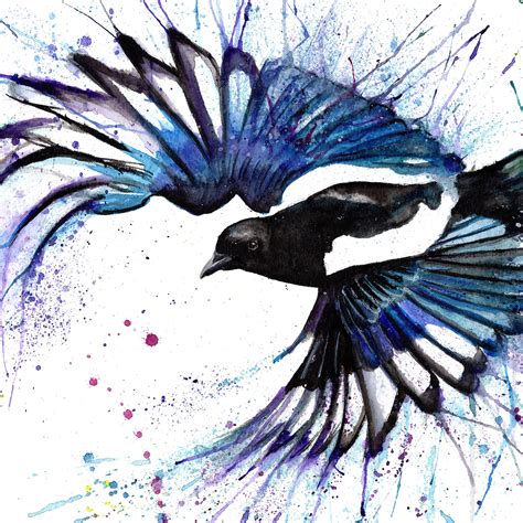 Magpie Bird Print Magpie Greeting Card Magpie Art Magpie Etsy