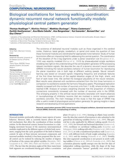 Pdf Biological Oscillations For Learning Walking Coordination Dynamic Recurrent Neural