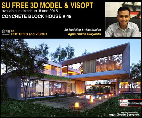Sketchup Texture Awesome Free Sketchup Model Concrete Block House 49 Vray Visopt