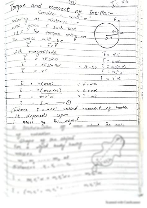 SOLUTION Torque And Moment Of Inertia Detail Notes Studypool