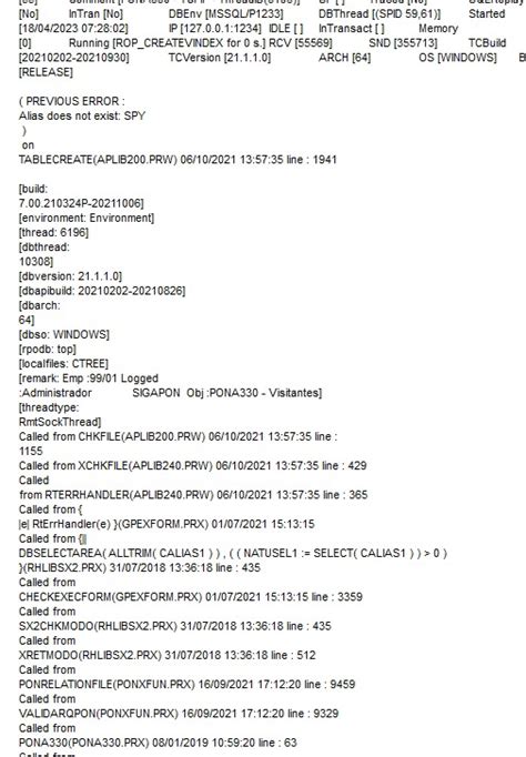 Previous Error Alias Does Not Exist Spy · Issue 1107 · Totvs Tds Vscode · Github