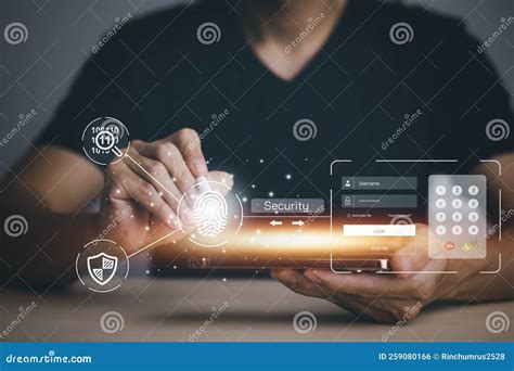 Hand Touch Fingerprint With Virtual Global With Cyber Security Login