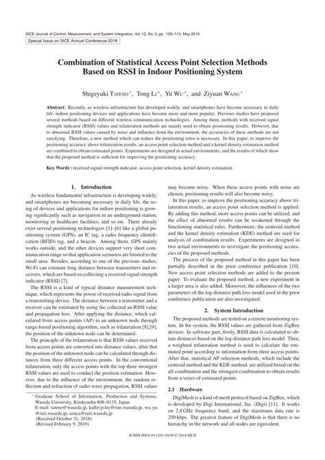 Pdf Combination Of Statistical Access Point Selection Methods Based On Rssi In Indoor