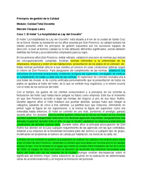 Principios De Gestion De La Calidad Pdf Hotel Calidad Comercial