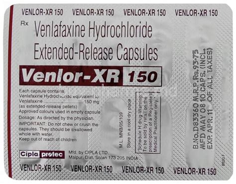 Buy Venlafaxine Xr Effexor Xr 10s Capsule Online