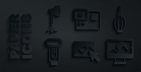 사진 보정 먼지 송풍기 카메라 플래시 액션 익스트림 및 스튜디오 전구 소프트박스 아이콘을 설정합니다 벡터 3차원 형태에 대한 스톡 벡터 아트 및 기타 이미지 Istock