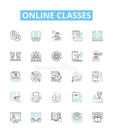 Online Classes Vector Line Icons Set Online Classes Learning