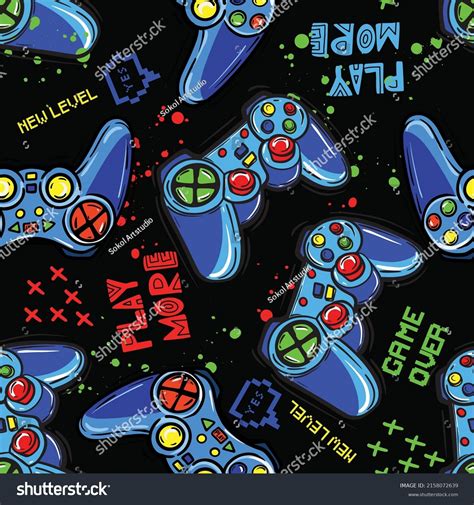 seamless bright pattern joysticks gaming cool stock vector royalty free 2158072639 shutterstock