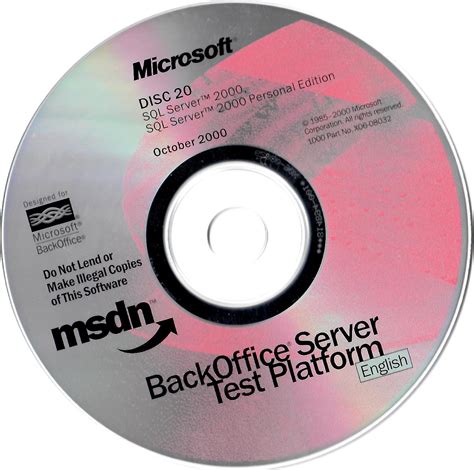 Msdn Botp Eng Disc20 Oct2000 Sqlserver2000 W Personaledition Free