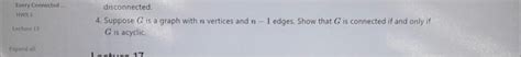 Solved Disconnected Suppose G Is A Graph With N Vertices Chegg