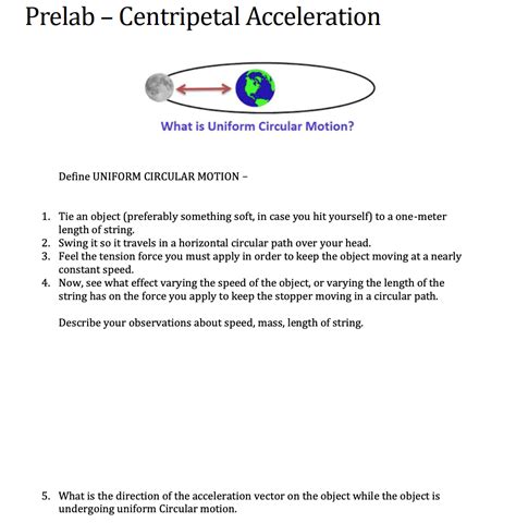 Solved Prelab Centripetal Acceleration What Is Uniform Chegg