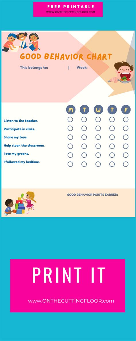 Good Behavior Chart Free Printable On The Cutting Floor Printable