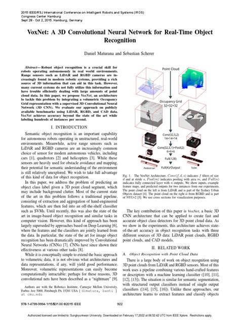 Voxnet A 3d Convolutional Neural Network For Real Time Object Recognition Pdf Emerging
