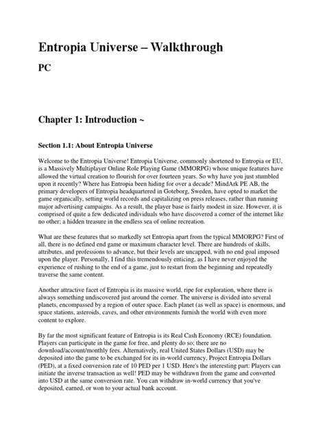 Entropia Universe Pc Walkthrough Part 1 Pdf United States
