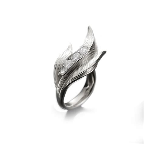 Eighteen Karat White Gold Engagement Lily Of The Valley Ring With