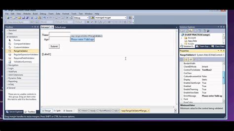 How To Use Range Validator In Asp Net Youtube