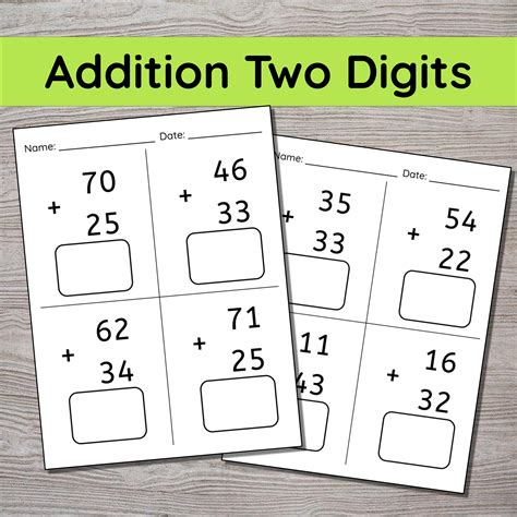 Printable Two Digit Addition No Regrouping Sums Large Font Grade 1 Made By Teachers