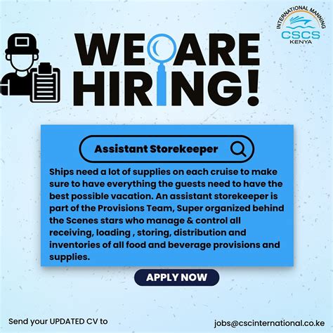 Cscs International Manning Ltd Ke Assistant Storekeeper 🗂️ This Is